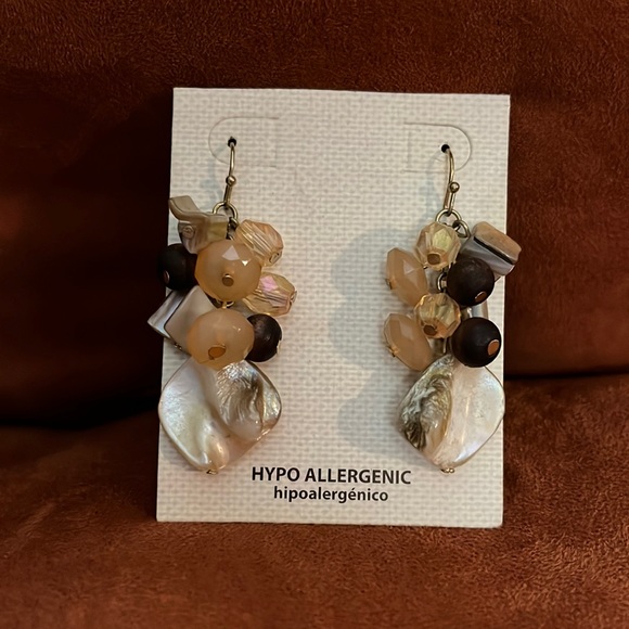 Source Unknown | Jewelry | Dangle Brownpeach Wooden And Shell I Believe ...